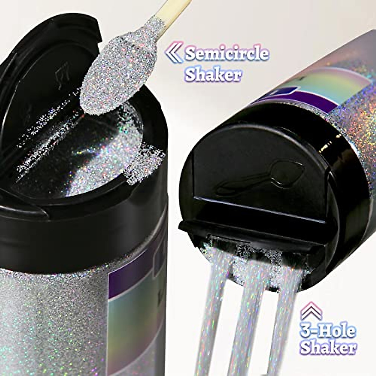 Holographic Ultra Fine Glitter, 180G/6.35OZ Resin Glitter Powder Sequins Flakes, 1/128" Metallic Iridescent Glitter for Resin Tumblers Art Crafts, Hair Face Body Nail Glitter, LEOBRO Silver Glitter