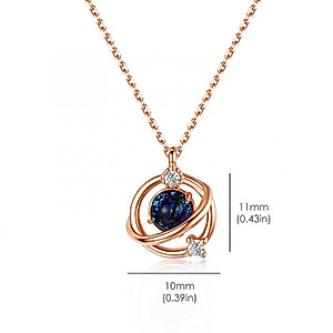 Luxurious Planet Collarbone Necklace Ladies Personalized Diamond Dark Moon Pendants Necklace Sparkly Pendant Jewelry, Silver