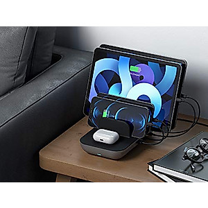 Satechi Multi Device Charging Station Dock 5 with Wireless Charging - iPad Charging Station - iPad Dock – for iPad Pro/Air M1, 14 Pro Max/14 Pro/14/14 Plus, 13 Pro Max/13 Pro/13 Mini/13, AirPods 2/1