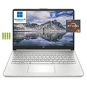 [Windows 11 Pro] HP 14" FHD Business Laptop Computer, 6-core AMD Ryzen 5 5500U (Beat i7-1160G7), 8GB RAM 256GB PCIe SSD, Thin&Portable, Long Battery Life, Fast Charge, Wi-Fi 6, BT 5.2, HDMI, w/Battery