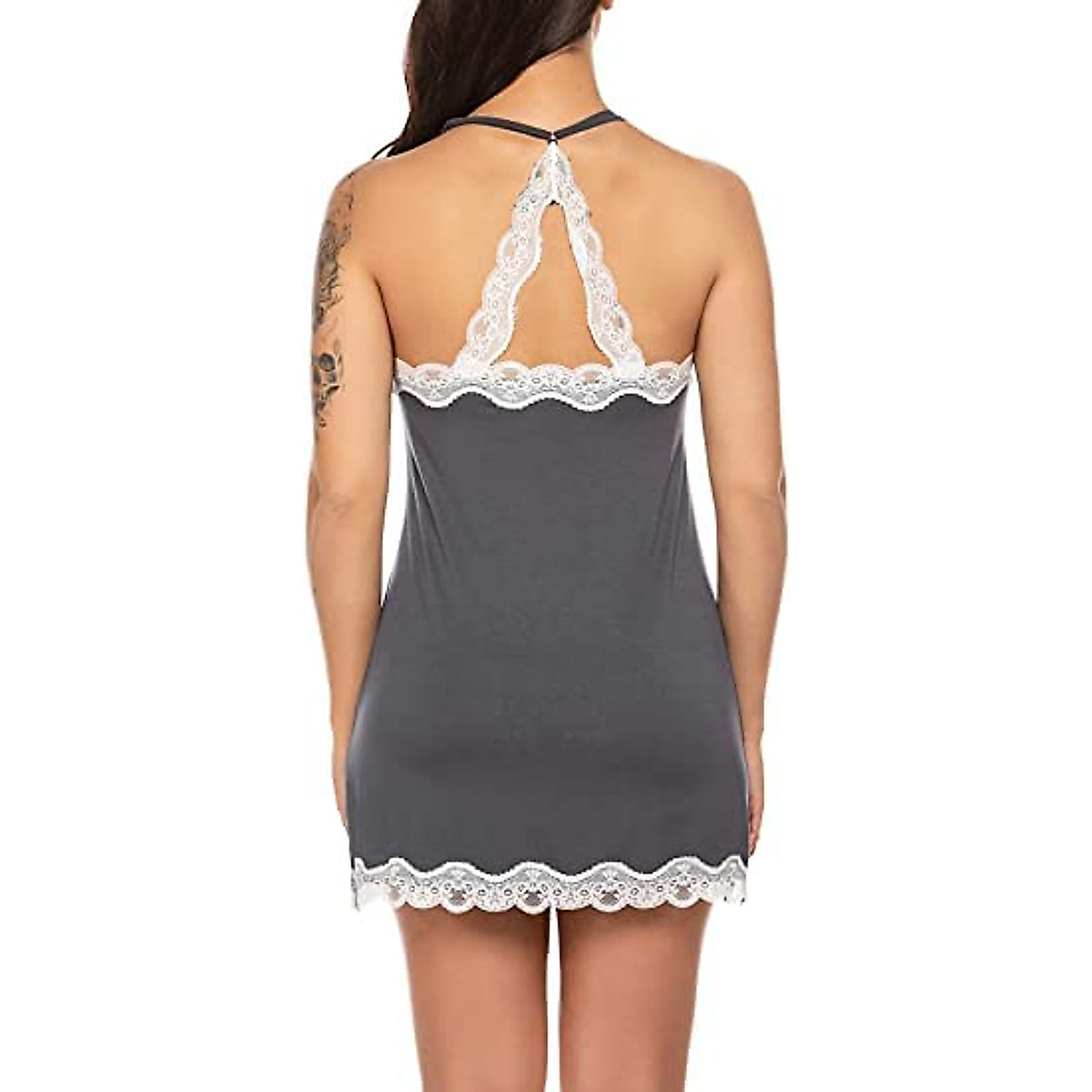 Avidlove Slip Lingerie Sexy Chemise Nightgown Babydoll Soft Sleepwear(Grey,L)