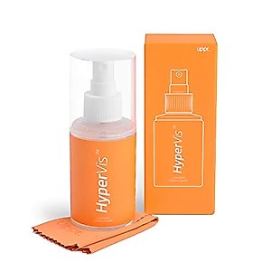 UPPERCASE HyperVis Screen Cleaner Spray Kit 3.4 oz with Premium Microfiber Cloth and Organizer Cap for LED & LCD TV, Computer Monitor, tablet and laptop Screen, Kindle, Eyeglass, Smartphone Cleaning