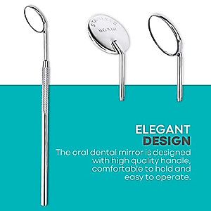 HOKIN Dental Mirror Number 5 Stainless Steel Professional Dentist Mirror with Two Removable Mirror Heads