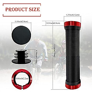 Bike Handlebar Grips, Non-Slip-Rubber Bicycle Handle Grip with Aluminum Lock, Bike Grip for Scooter Cruiser Tricycle Wheel Chair Mountain Road Urban Foldable Bike MTB BMX Beach Cruiser Scooter (Red)