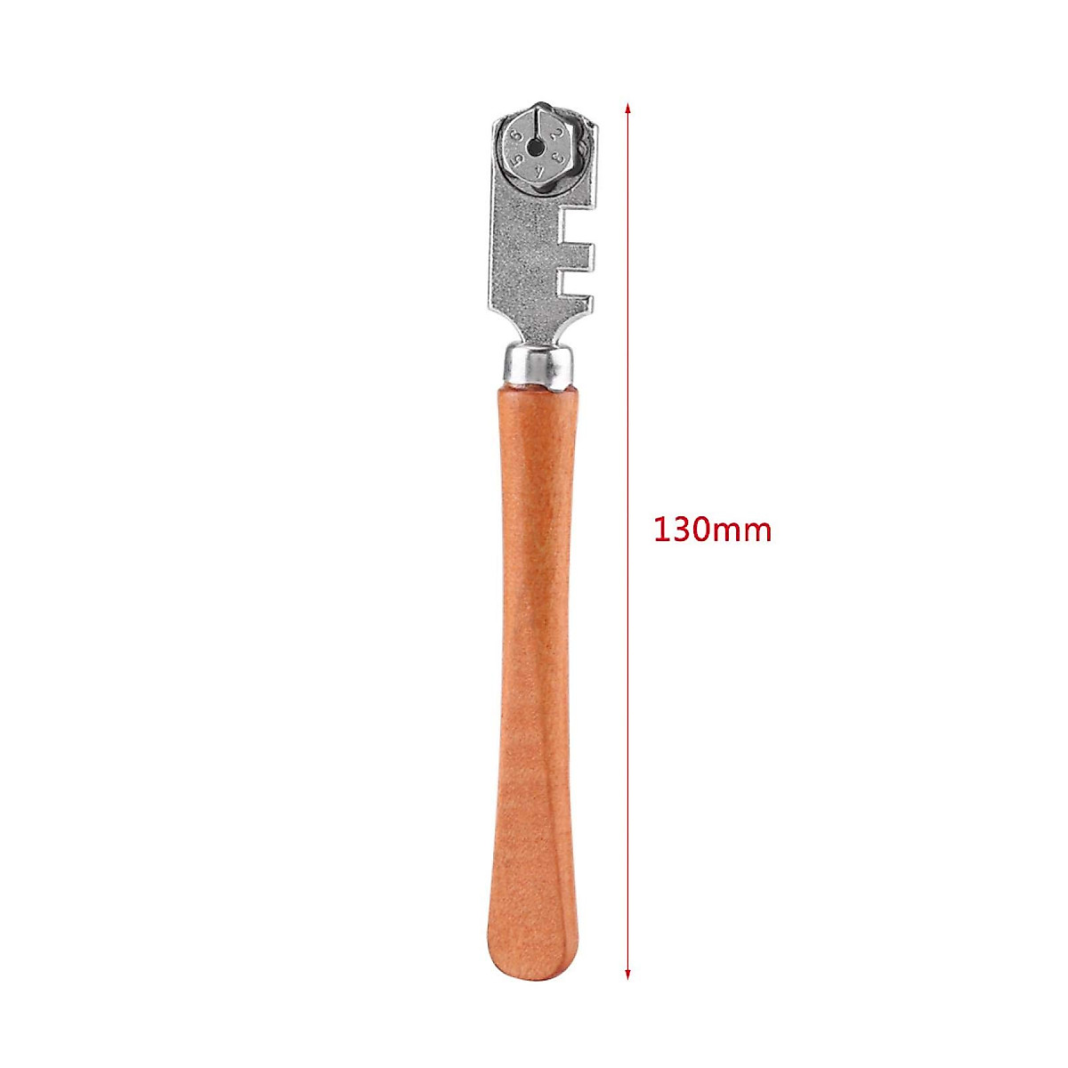 Wheel Glass Cutter,Professional Grade Glass Cutter Tool, Craft Cutting Kit with Wooden Handle,with 6 Cutting Blades,for Glass Bottles,Mirrors,Window Panes,Ceramic Tile