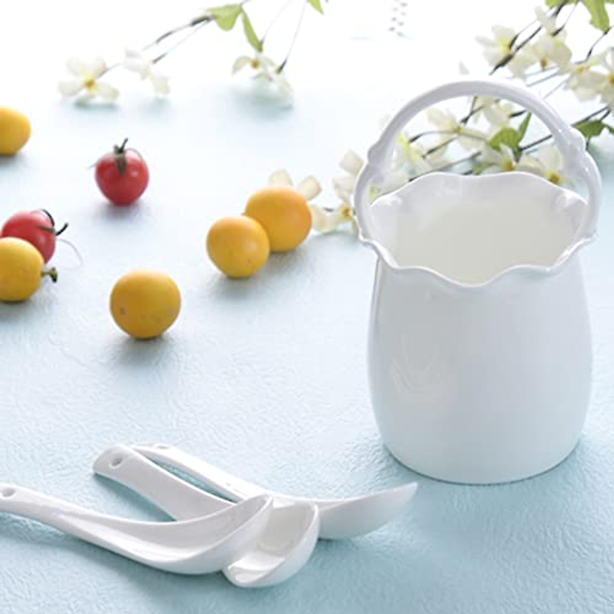 BETYMAO Ceramic Kitchen Utensil Holder Spoon Fork Knife Holder Cooking Utensil Caddy Tableware Storage Container for Kitchen Counter and Dining Table Decoration Swan