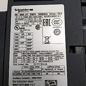 SCHNEIDER ELECTRIC LC1D40AKUE IEC Magnetic Contactor,3 Poles