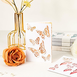 Crisky 25 Pcs Laser Cut 3D Note Cards & Envelopes Watercolor Butterflies Greeting Cards with Envelopes & Stickers for Birthday, Baby Shower,Bridal Shower, Wedding, Graduation