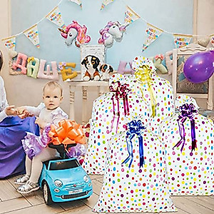 2 Pcs Large Gift Bags Oversized Plastic Storage Bags 48"x 36" with 2 Pcs Pull Flowers for Huge Big Gifts Presents Wrapping Kids Bicycle Bike Goodie Bags, Birthday, Party, New Parents Baby Shower