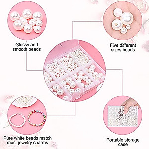 Pearl Beads for Crafts, Cludoo 4mm 6mm 8mm 10mm 12mm Round Pearl Beads Loose Bracelet Pearls White Pearl Beads with Hole for DIY Craft Necklaces Choker Jewelry Repairing Making