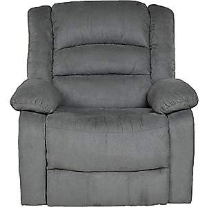 Relaxzen Longstreet Rocker Recliner with Massage, Heat and Dual USB Ports, Microfiber, Gray
