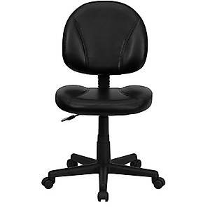 Flash Furniture Ronald Mid-Back Black LeatherSoft Swivel Ergonomic Task Office Chair with Back Depth Adjustment