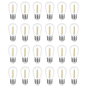 Visther LED 5000K Outdoor String Light Bulbs, Waterproof S14 Replacement Bulb, E26 Base, 1W 120V, Daylight, 24-Pack