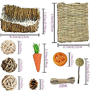 PStarDMoon Bunny Grass Bed-Hand Made Edible Natural Grass Hideaway Comfortable Playhouse for Rabbits, Guinea Pigs and Small Animals to Play,Sleep and Eat(style1)