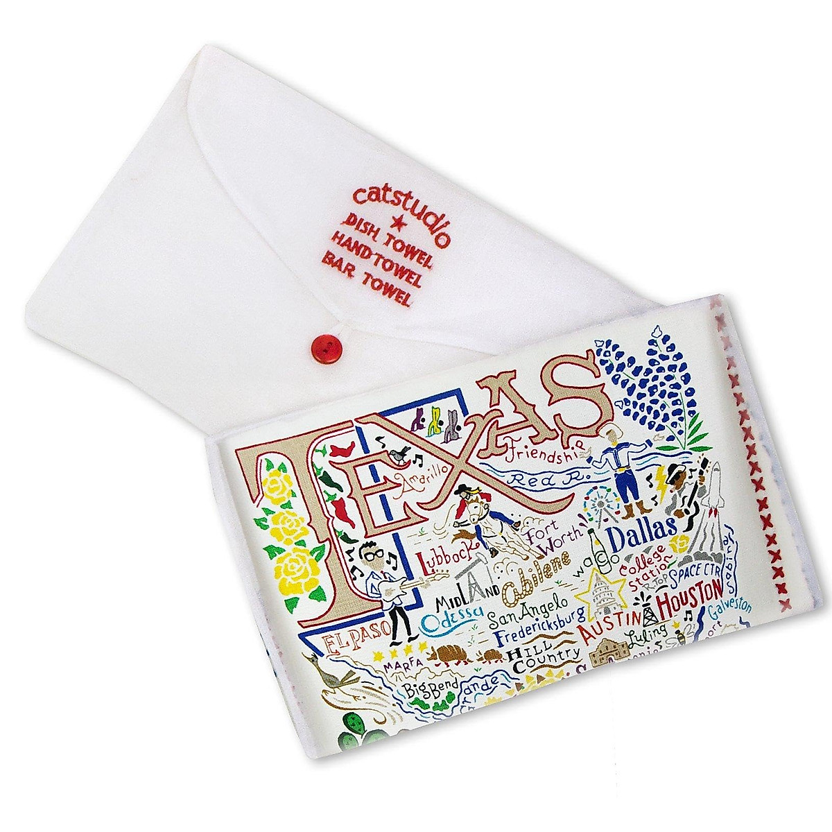 Catstudio Texas Dish Towel - U.S. State Souvenir Kitchen and Hand Towel with Original Artwork - Perfect Tea Towel for Texas Lovers, Travel Souvenir