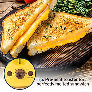 Nostalgia GCT2 Deluxe Grilled Cheese Sandwich Toaster with Extra Wide Slots, Yellow & Oscar Mayer 2 Slot Hot Dog and Bun Toaster with Mini Tongs, Hot Dog Toaster Works, Yellow