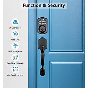 Revolo Electronic Keypad Deadbolt, Keyless Entry Door Lock, Keyed Entry, Auto Lock, Door Lock with Handle, Front Door Handle Sets, Anti-Peeking Password