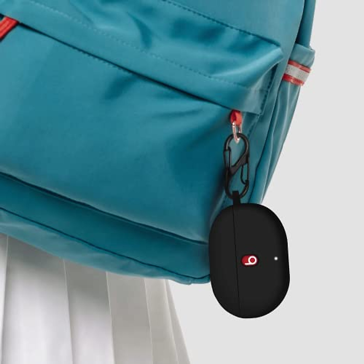 MOLOVA Silicone Case Cover for 2021 New Beats Studio Buds,Comes with Cleaning Pen, Anti-Lost Shockproof Protective Case Cover for Beats Studio Bud Easy Carrying Replacement Case with Carabiner（Black）