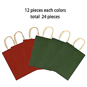 Livder 24 Pieces Red Green Christmas Paper Bags (8.66 x 6.3 x 3.15 Inches)