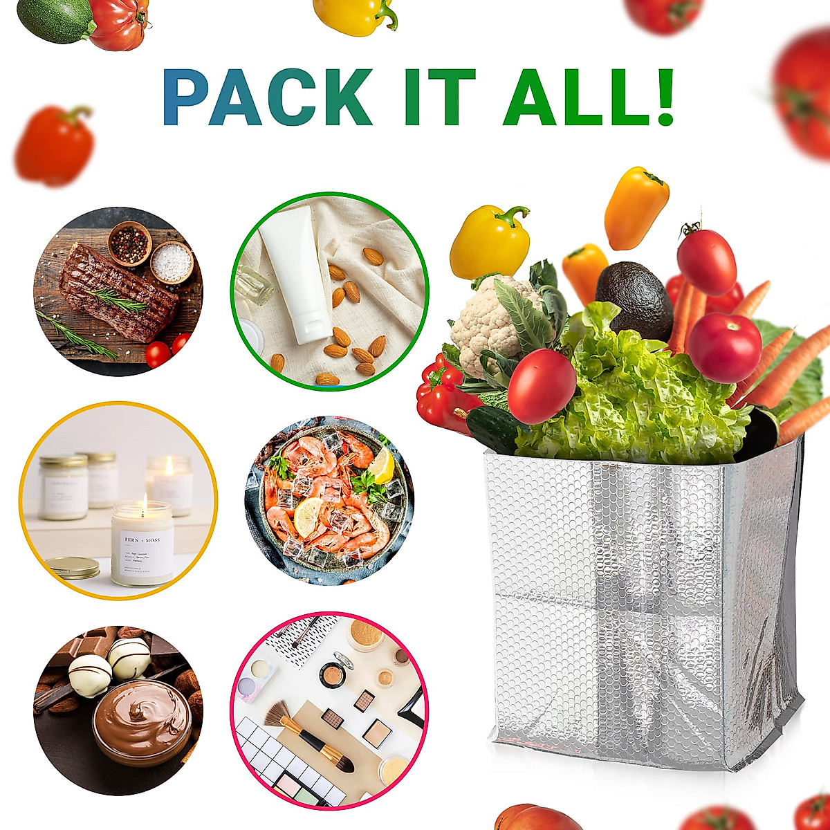 Amiff Foil Insulated Box Liners, 6 x 6 x 6 Inches. 10 Pack Insulated Shipping Boxes for Frozen Food. Self-Seal Insulated Boxes for Shipping Food. Leakproof Insulated Shipping Containers