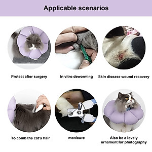 Cat Cone Collar,Cute Waterproof Cat Recovery Collar,Anti-Bite Lick Wound Healing Safety Elizabethan e Collar for Cats,Purple Flower All-Season Style…