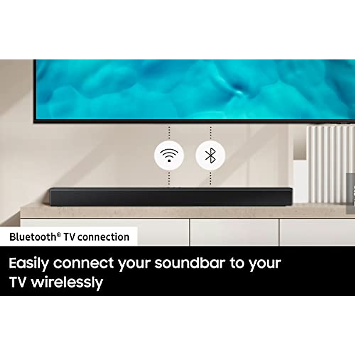 SAMSUNG HW-B450 2.1ch Soundbar w/Dolby Audio, Subwoofer Included, Bass Boosted, Wireless Bluetooth TV Connection, Adaptive Sound Lite, Game Mode, 2022