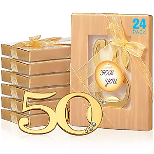 24 Pieces 50th Beer Bottle Openers for 50th Birthday Party Favors or 50th Wedding Anniversary Bottle Openers Souvenirs Decoration for Guests, Rose Gold