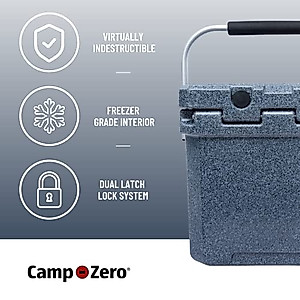 CAMP-ZERO 12L-12.6 Quart Portable Hard Cooler Ice Chest, Perfect for Drinks, Lunch, Beach, Picnics, Boating, Camping and Travel with 2 Molded-in Cup Holders and Folding Aluminum Handle