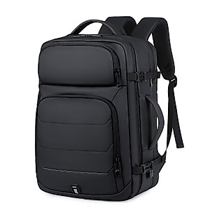 32L Travel Laptop Backpack 16 Inch Carry On Suitcase Backpack Flight Approved, Water Resistant Large Expandable Luggage Backpack for Men Women with USB Charging Port, Black