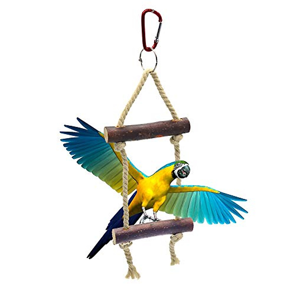 shlutesoy Pet Supplies Animals Toys Bird Climb Hanging Toy Log Standing Bar Stick Ladder Rope Pet Cage Decor Wood Color