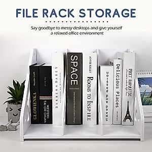 YGYQZ Desk File Folder Storage - Binder Organizers for Desk Cute Desktop Accessories File Document Holder Bookcases For Teacher Classroom (white)