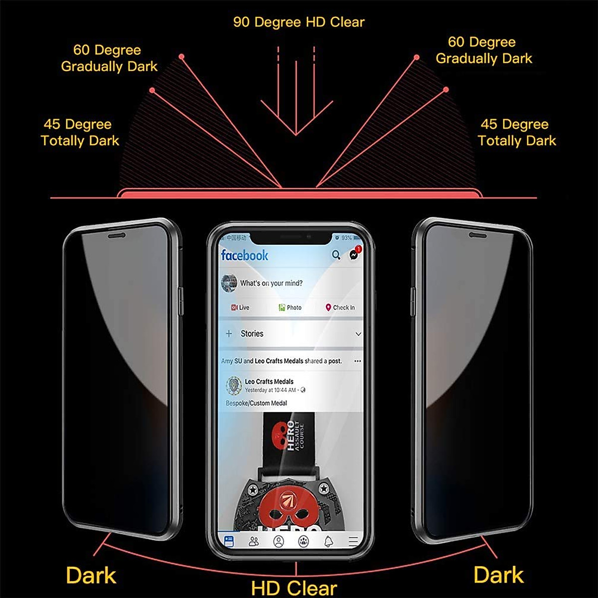 UMTITI Anti-peep Anti-Spy Privacy Magnetic Case for Samsung Galaxy S23 Ultra, Full Body with Built-in Screen Protector Magnetic Clear Back Metal Bumper Double-Sided Tempered Glass Phone Cover (Gold)