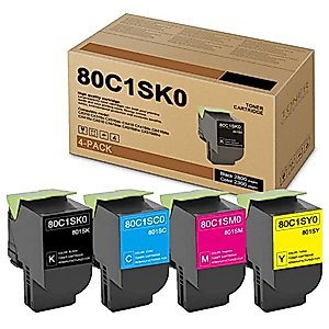 BERYINK Compatible 801SK 801SC 801SM 801SY 80C1SK0 80C0SCG 80C0SMG 80C0SYG Toner Replacement for Lexmark CX310 CX310n CX310dn CX410e CX510 CX510dhe CX510dthe Printer (4-Pack, 1BK+1C+1M+1Y)