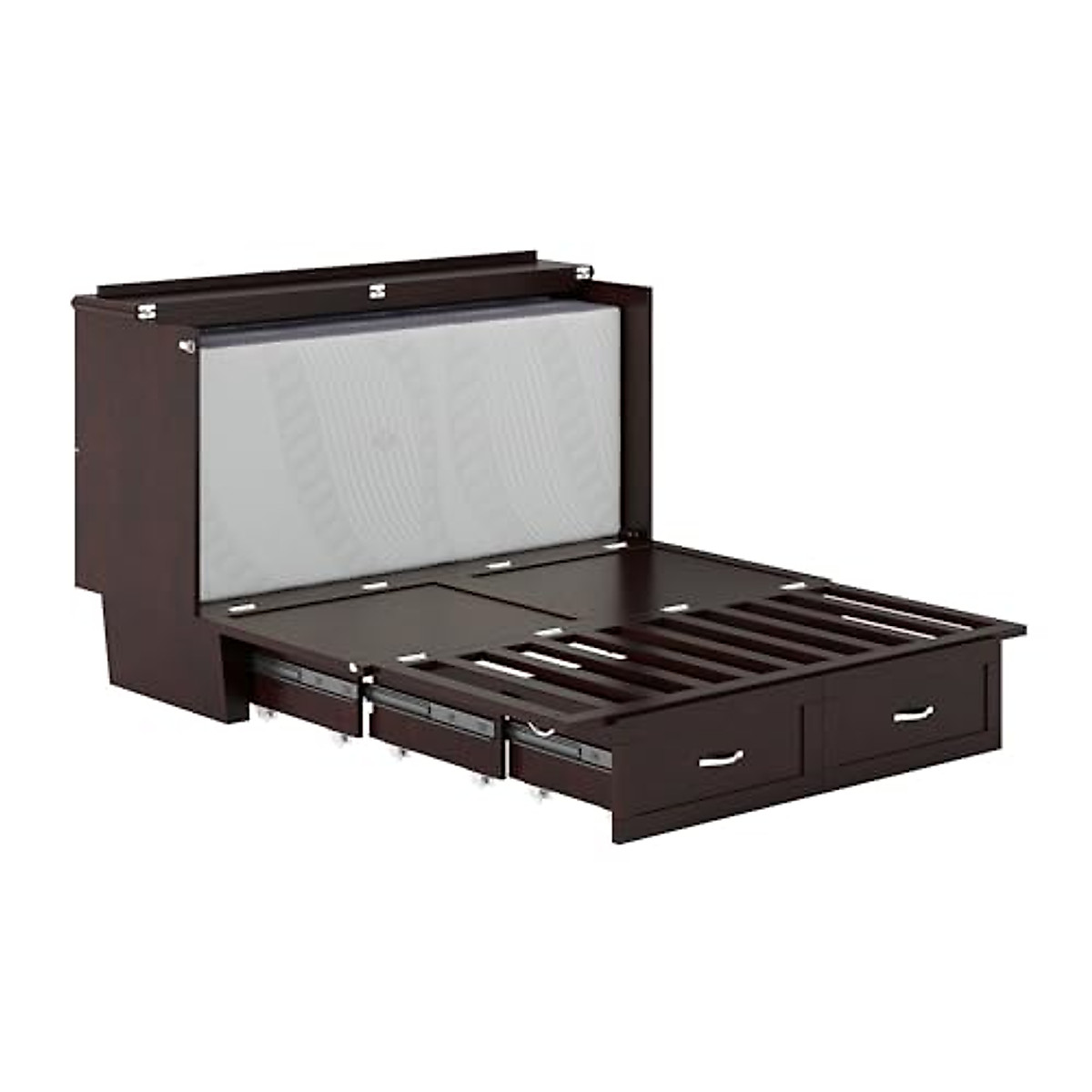 AFI, Chelsea Mid-Century Modern Queen Solid Wood Murphy Bed Chest with Mattress in Espresso