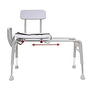 Eagle Health Ergo Sliding Bathtub Transfer Bench & Shower Chair Reg. (78811) Patented, Comfortable, Tool-Less Assembly, Height Adjustable