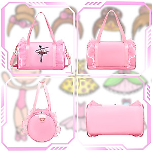 Dorlubel Cute Ballet Dance Bag Tutu Dress Bag with Key Chain for Girls (Pink2 of Long Mesh)
