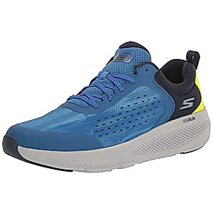 Skechers Men's GOrun Elevate-Lace Up Performance Athletic Running & Walking Shoe Sneaker, Blue/Black/Yellow, 14