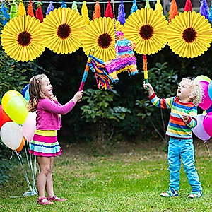 Blulu Paper Fans, 12 Pieces Sunflower Tissue Papper Fan Yellow Hanging Fans Decoration for Birthday Wedding Graduation Accessories (18 Inch)