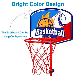 Kids Basketball Hoop Portable Adjustable Height 2.9FT-6.2FT Mini Toddler Basketball Goals Outdoor & Indoor Toys with 2 Balls Summer Yard Backyard Outside Sport Toys for Boys Age 3 4 5 6 7 8 Gifts
