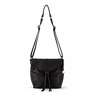 The Sak womens Leather, & Silverlake Crossbody Bag in Leather Casual Purse with Adjustable Strap Zipper Pockets, Black Ii, One Size US