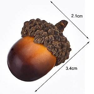 Bememo 100 Pack Lifelike Fall Acorns Thanksgiving Decor Artificial Fall Vase Filler Fake Mini Nutty Craft with Natural Acorn Hats Fruit Props Simulation Autumn Kitchen House Wedding DIY Craft(Brown)