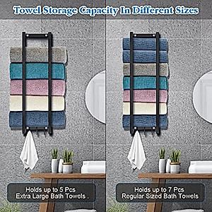 Towel Racks for Bathroom, Towel Racks for Bathroom Wall Mounted, Bath Towel Holder, Bathroom Organizer, for Rolled Bath Towels, Hand Towels, Washcloths in Small Bathroom/RV/Camper(Black)