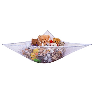 Jumbo Toy Hammock - Organize Stuffed Animals or Children's Toys with The mesh Hammock. Looks Great with Any décor While neatly organizing Kid’s Toys and Stuffed Animals. Expands to 5.5 feet - White