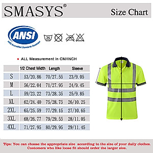 SMASYS Safety Polo Shirt High Visibility - Reflective Shirt Short Sleeve ANSI Standards Construction Work Wear for Men and Women (Yellow, 2XL)
