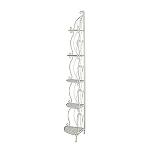 Deco 79 Metal Scroll Indoor Outdoor Tall Folding 5 Shelf Bakers Rack, 16" x 12" x 71", White