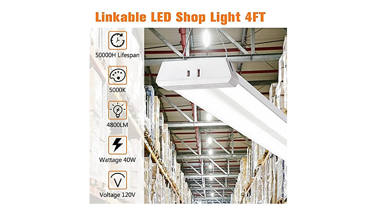 4FT Linkable LED Shop Light – Bright 42W Garage & Workshop Lighting