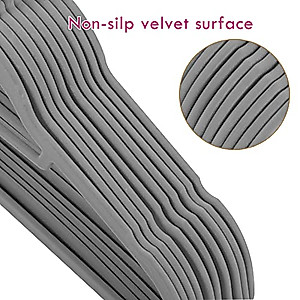 ATZJOY Non Slip Clothes Hangers Space Saving Velvet Hangers (100 Pack, Gray)