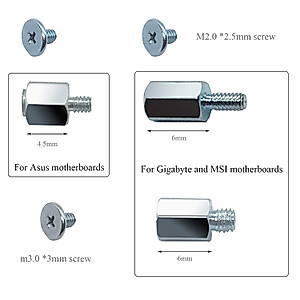 SGTKJSJS m.2 ssd Screws Kit, Nvme M2 Screws Suitable for Asus ASRock Gigabyte MSI Motherboard & Nvme SSD