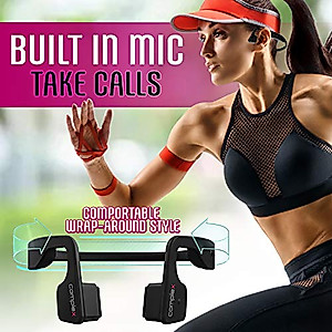 Bluetooth Bone Conduction Headphones - Open Ear Stereo Sport Running Headset w/ Revolutionary Bone Induction Technology for Smart Cycling and Sports, Wireless Bluetooth Audio,Black (PSWBT550.5)