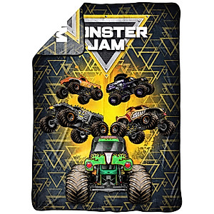 Jay Franco Monster Jam MJ Life Blanket - Measures 62 x 90 inches, Kids Bedding Features Grave Digger - Fade Resistant Super Soft Fleece